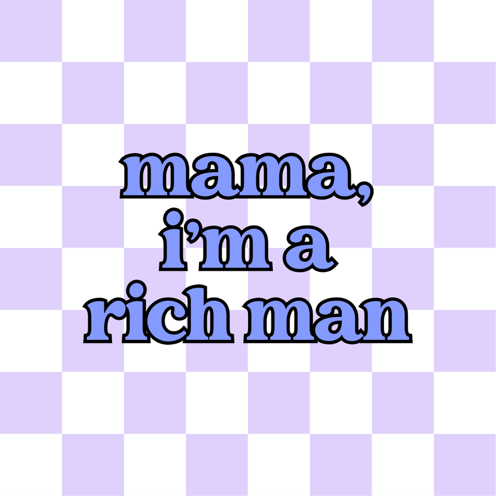 Checkerboard Mama, I’m a Rich Man Sticker | The Blank Canvas Co. Art ...