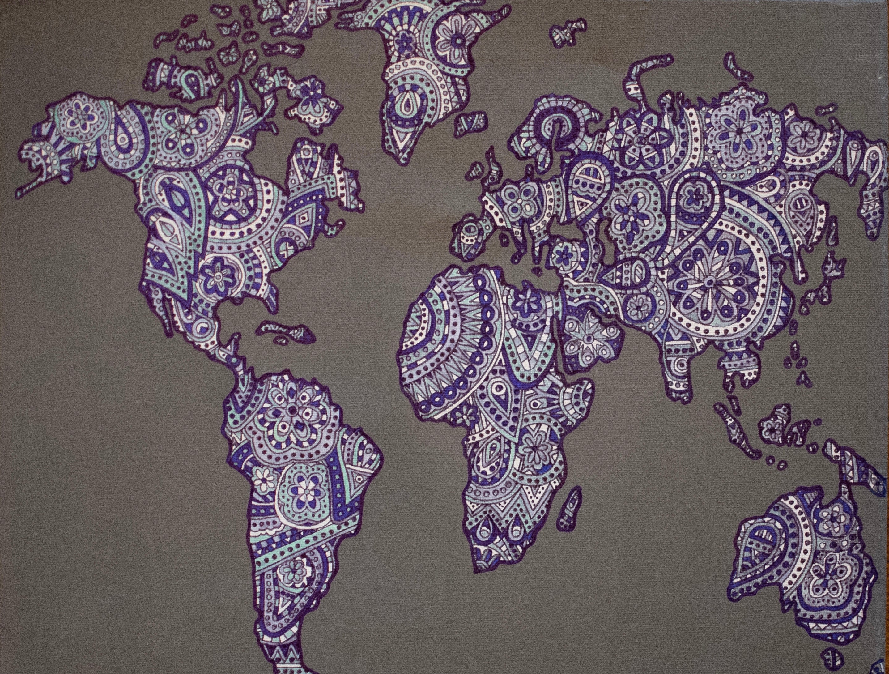 Map of The World Canvas | The Blank Canvas Company | Boston Artist